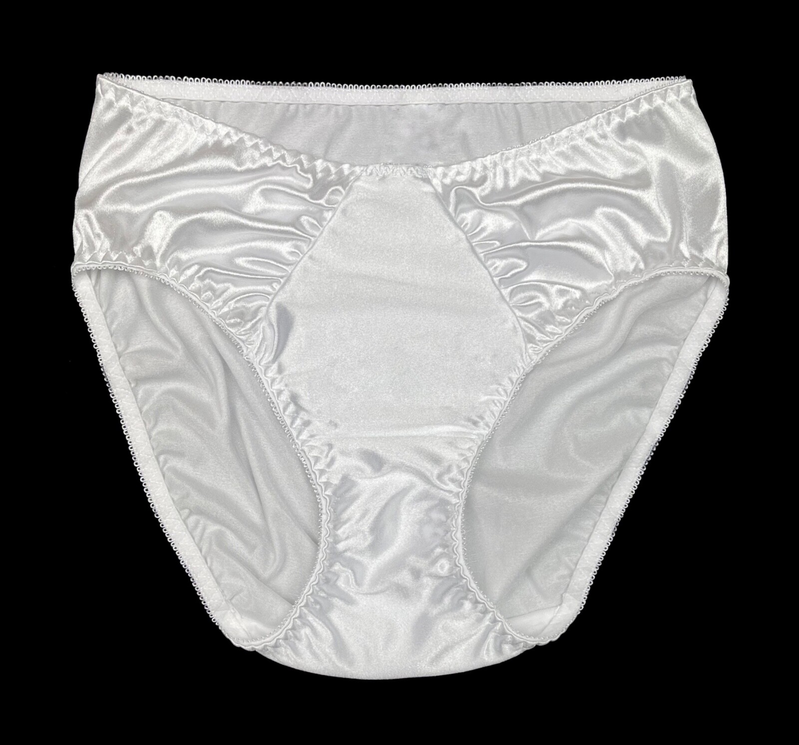 Hi-Cut Satin Panty with Ruched Accents White XL | eBay