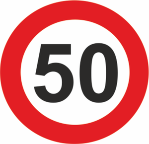 50 SPEED LIMIT 5 INCH CIRCULAR SELF ADHESIVE STICKER/SIGN -WATERPROOF ...