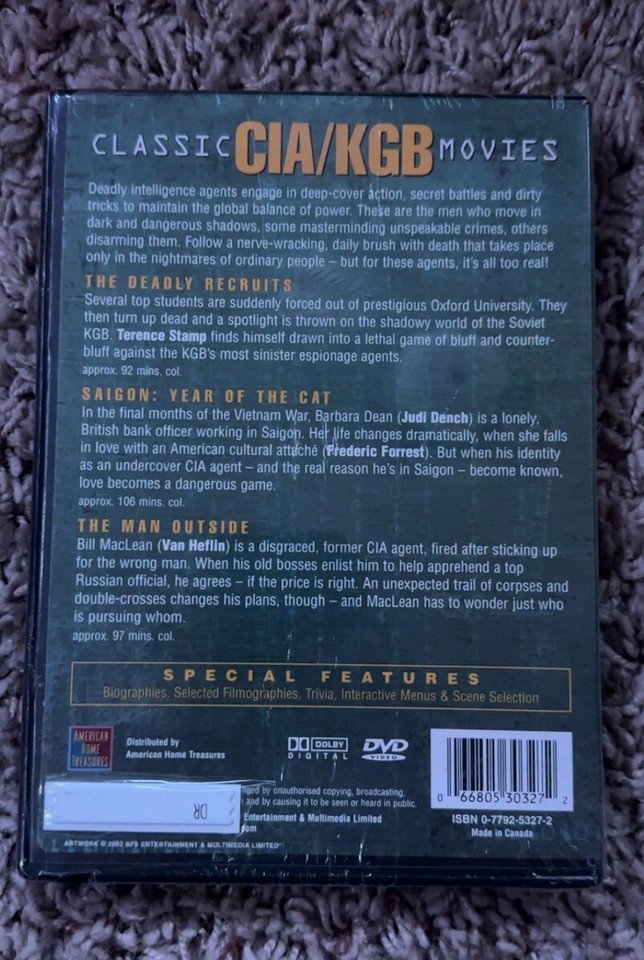 CLASSIC CIA/KGB 3 MOVIES DEADLY RECRUITS, LASER MISSION, THE MAN ...