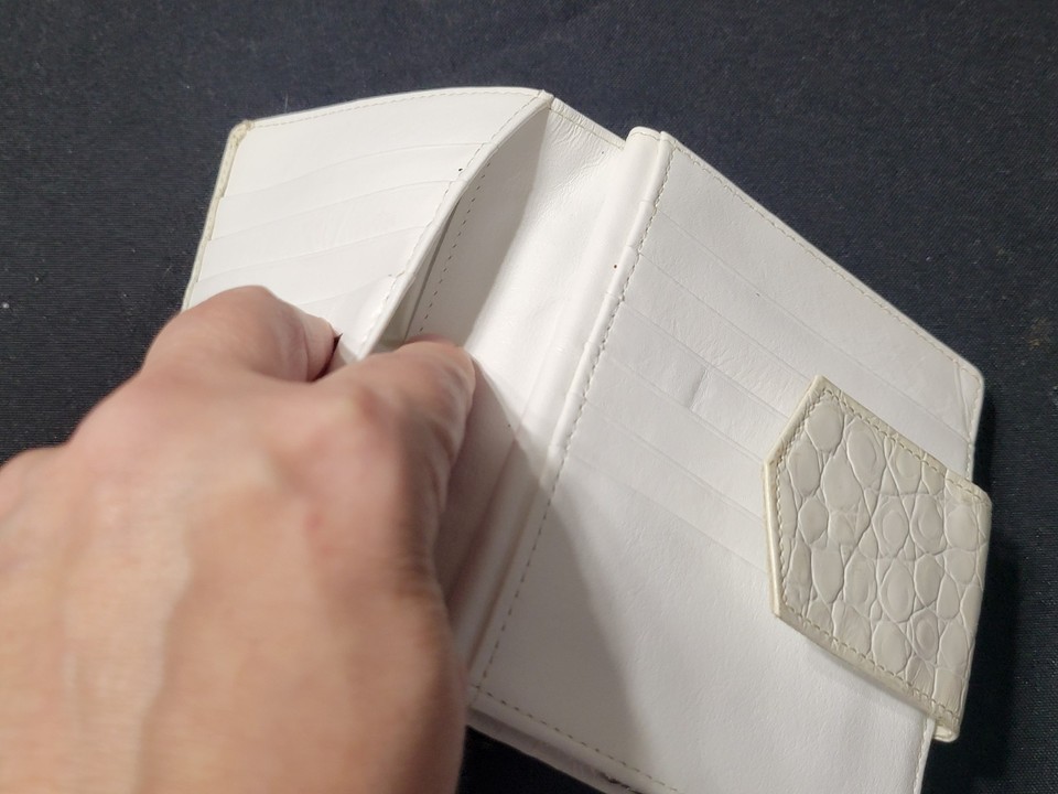 ROLFS trifold Wallet Leather USA White Attache Elegance Pearl money ...