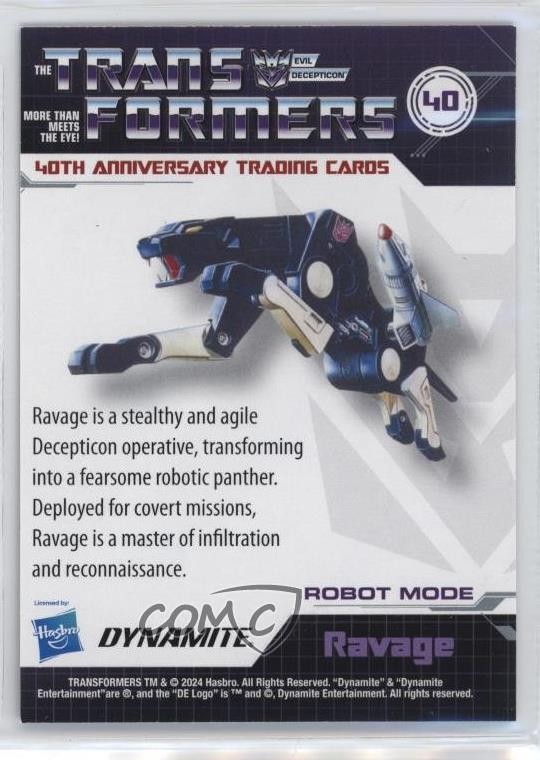 2024 Dynamite Transformers 40th Anniversary Holofoil Ravage #40 0s55 | eBay