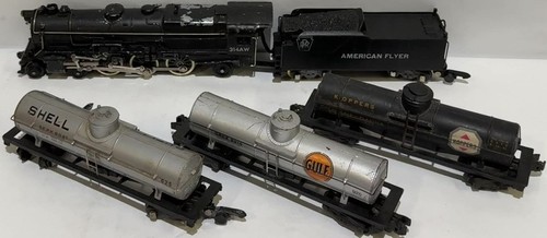 Set of 5 Train Cars (Koppers, Shell, Gulf, American Flyer, & PRR Tender ...