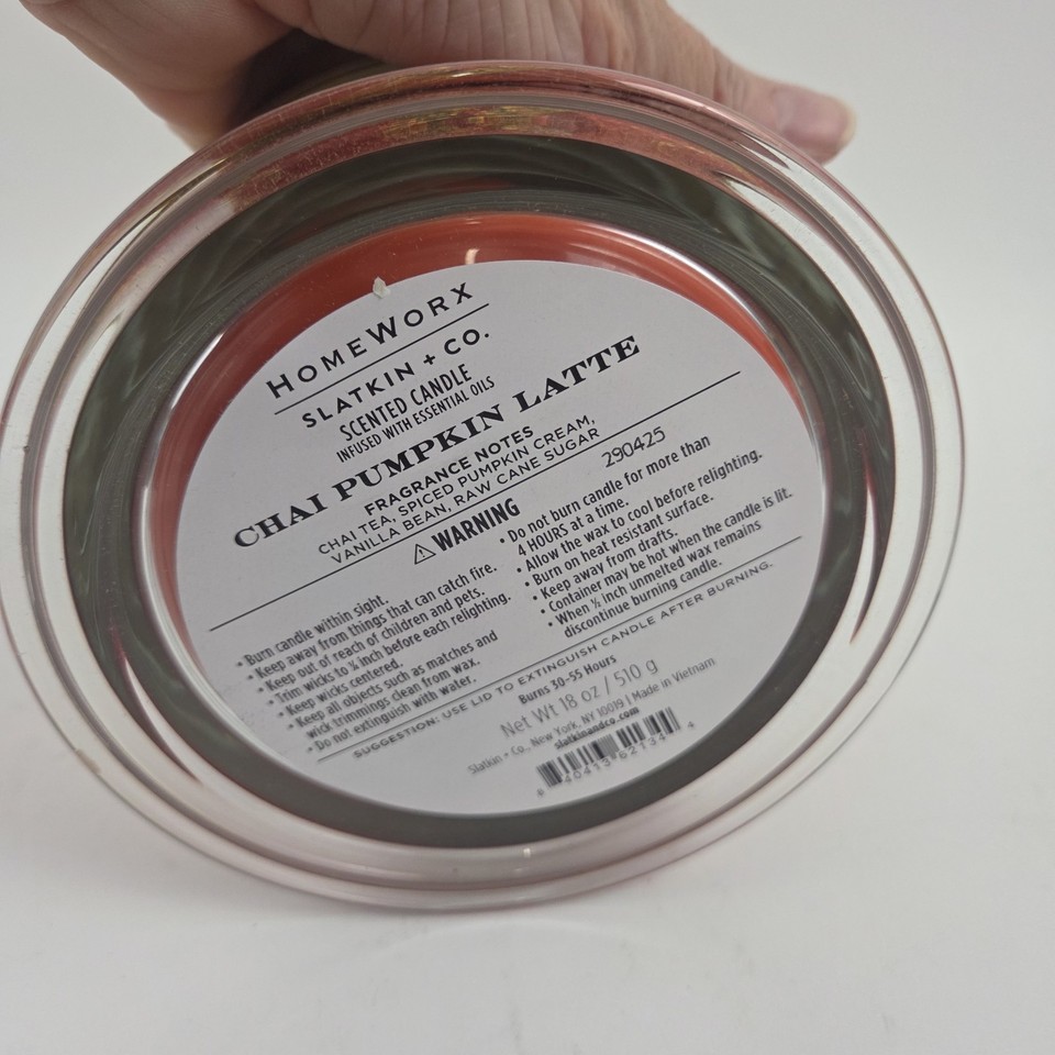 HomeWorx by Slatkin + Co. Chai Pumpkin Latte Candle 18 oz. 4-Wick | eBay