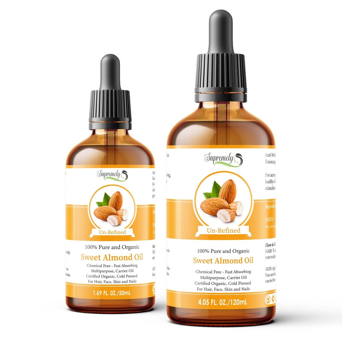 Ryaal Sweet Almond Oil 100 Organic Cold Pressed Oil Sweet Orange Pure