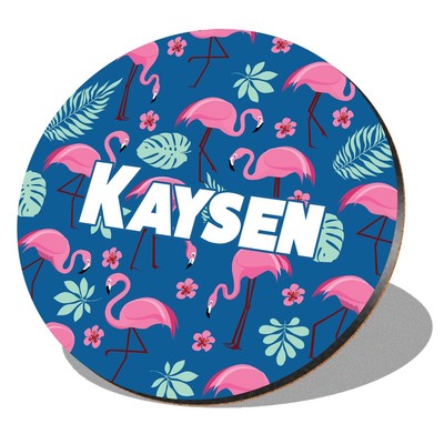 1 x Round Coaster - Name Kaysen Tropical Flamingo Palm Flower Lettering ...