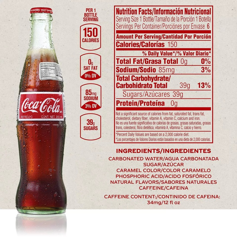 24 Bottles Mexican Coca-Cola Coke 355ml | Authentic Mexican Coke Soft ...