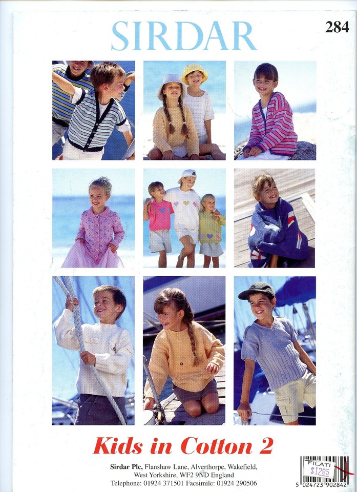 KIDS in COTTON 2 - Sirdar Knitting Pattern Book #284 knits for kids 1 ...