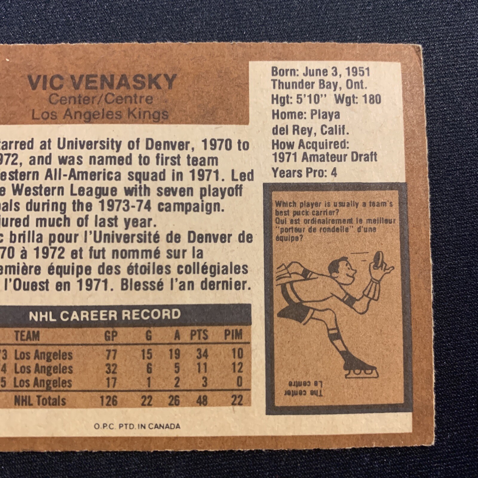 1975-76 O-Pee-Chee #312 Vic Venasky (A) | eBay