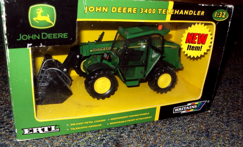 NEW BRITAINS JOHN DEERE 3400 TELEHANDLER DIECAST TOY TRACTOR 1:32 SCALE ...