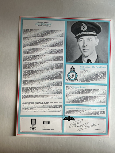 Large Profile Sheet Signed WW2 RAF Bomber Command Pilot AVM Don Bennett ...