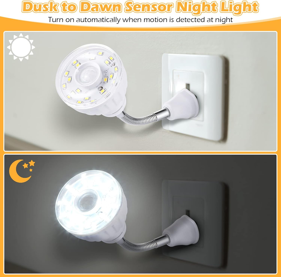 3 Pack Motion Activated LED Night Light Plug in Smart Dusk Dawn Sensor ...