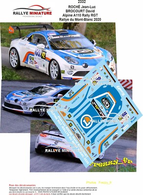 DECALS 1/32 REF 2332 ALPINE A110 RGT ROCHE RALLYE DU MONT BLANC 2020 ...