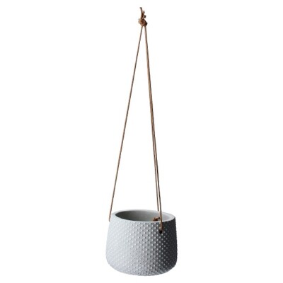 Hanging Flower Pot Small Grey Concrete With Rope by Gisela Graham | eBay
