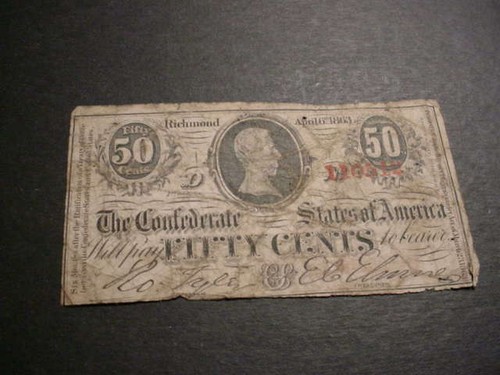 ORIGINAL 1863 CONFEDERATE STATES 50 CENT NOTE RICHMOND, VA | eBay