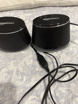 Amazon Basics USB Plug-n-Play Computer Speakers, Black | eBay