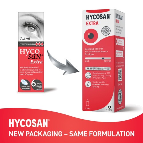 Hycosan Extra Preservative Free Pack of 1 Eye Drops 7.5ml Dryness ...
