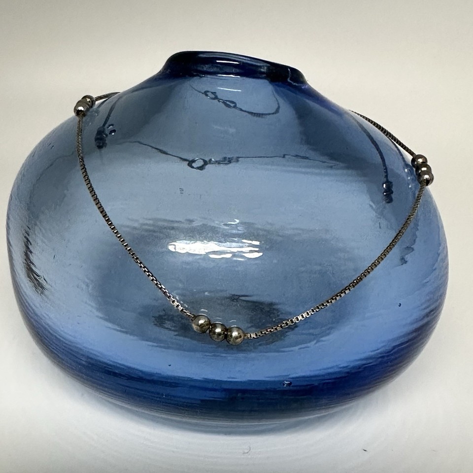 Vintage Box Chain Ankle Bracelet Sterling Silver 10" Arezzo Italy Ball ...