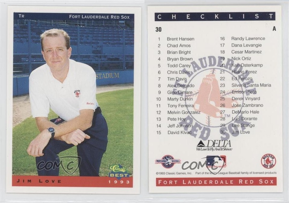 1993 Classic Best Ft Lauderdale Red Sox Jim Love #30 0q3 | eBay