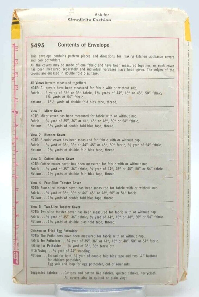 Vintage 70s Simplicity Decorator Pattern 5495 Appliance Covers Pot ...