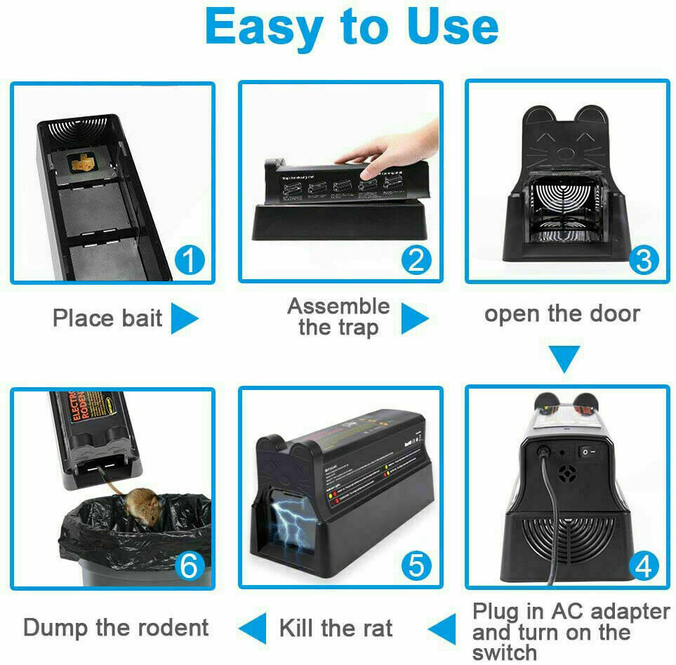 2PK Electronic Mouse Trap Pest Control Rat Killer Mice Electric Rodent ...