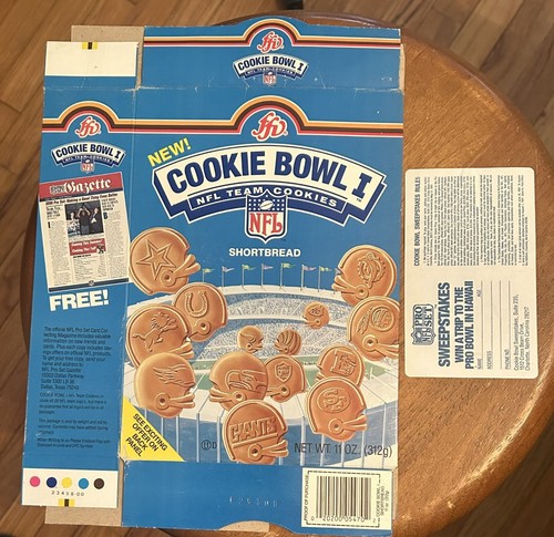 1990 FFV COOKIE BOWL I NFL TEAM COOKIES EMPTY BOX GAME PIECE EAGLES ...