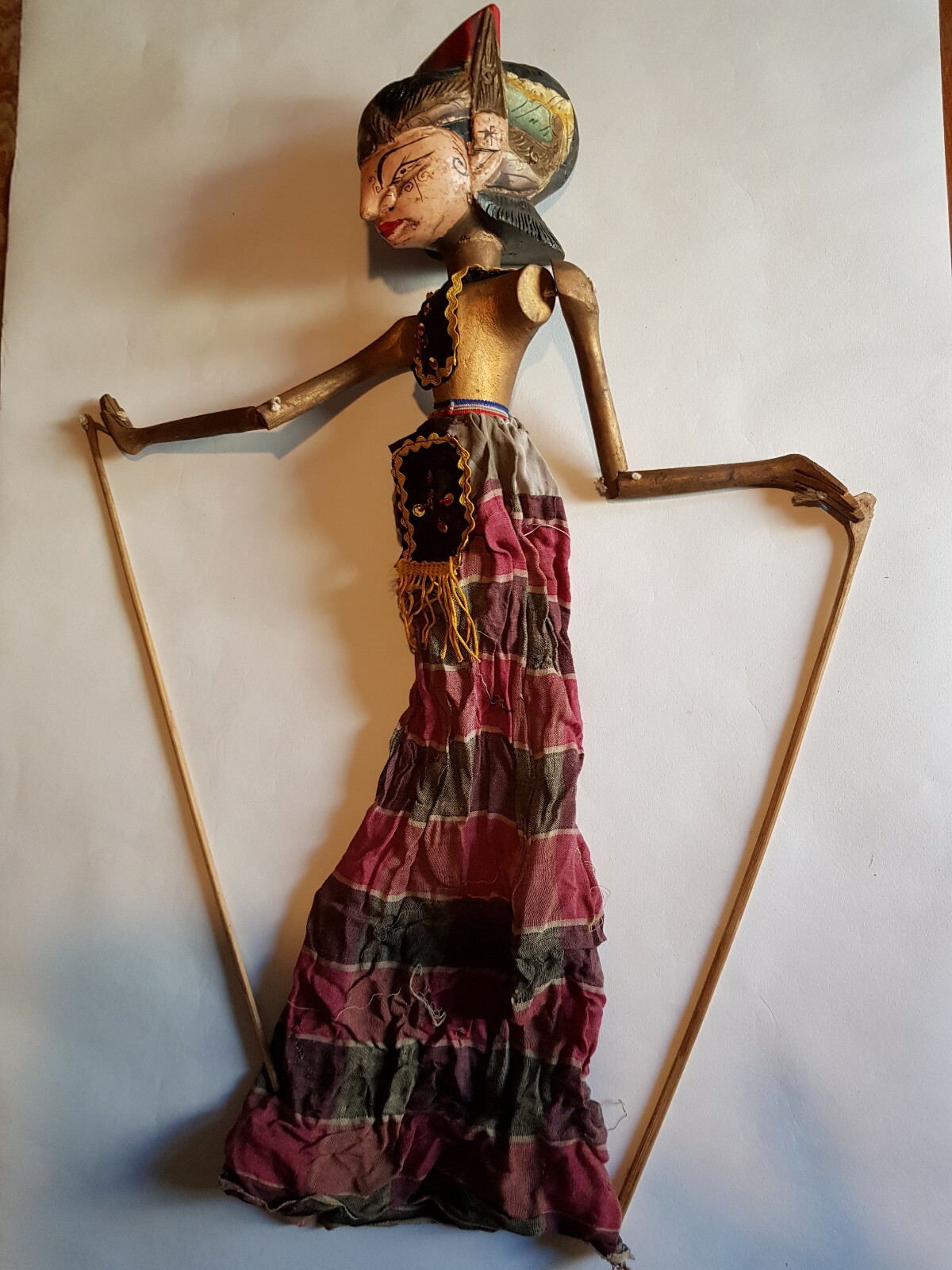 Vintage Asian/Oriental Large Marionette Stick Puppet 26" | eBay