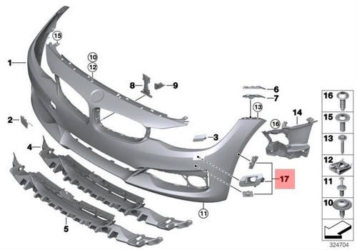 Genuine BMW 3 Series F34 Front Bumper Holder Bracket Repair Kit OEM ...