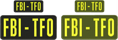 FBI-TFO EMBROIDERY PATCH 10X4 & 5X2 HOOK ON BACK YELLOW ON BLACK /OD ...
