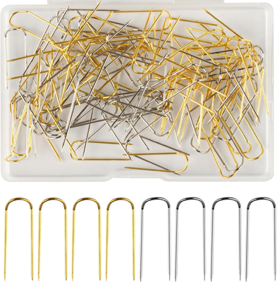 Sewing Supplies 100 Piece U-Shaped Sewing Pins - Gold Iron Pins For ...