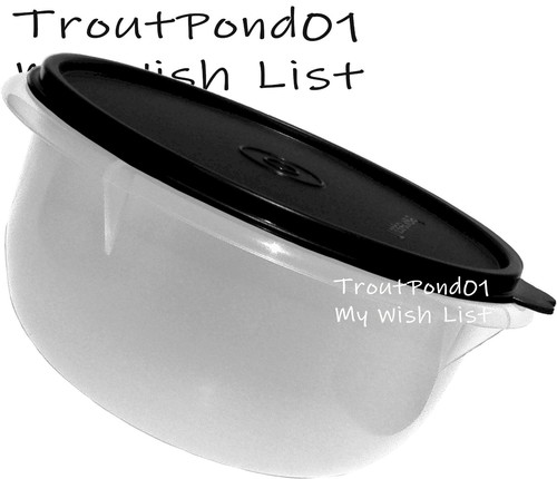 TUPPERWARE Mixing Bowl Classic Sheer Flat Bottom 12 Cup Large w/ Black ...