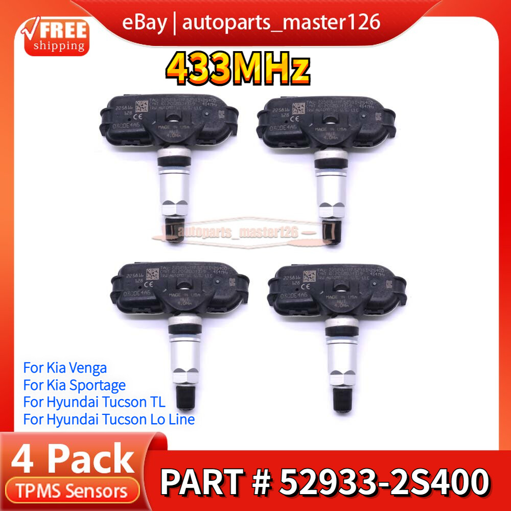 (4) Tire Pressure Sensor for Hyundai Tucson Lo Line TPMS 433MHz 52933 ...