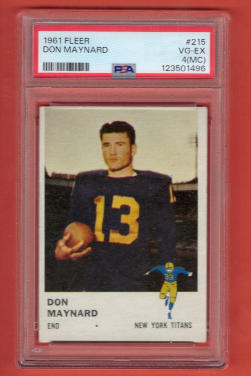 1961 Fleer #215 Don Maynard PSA 4 (MC) VG-EX RC Rookie New York Titans ...