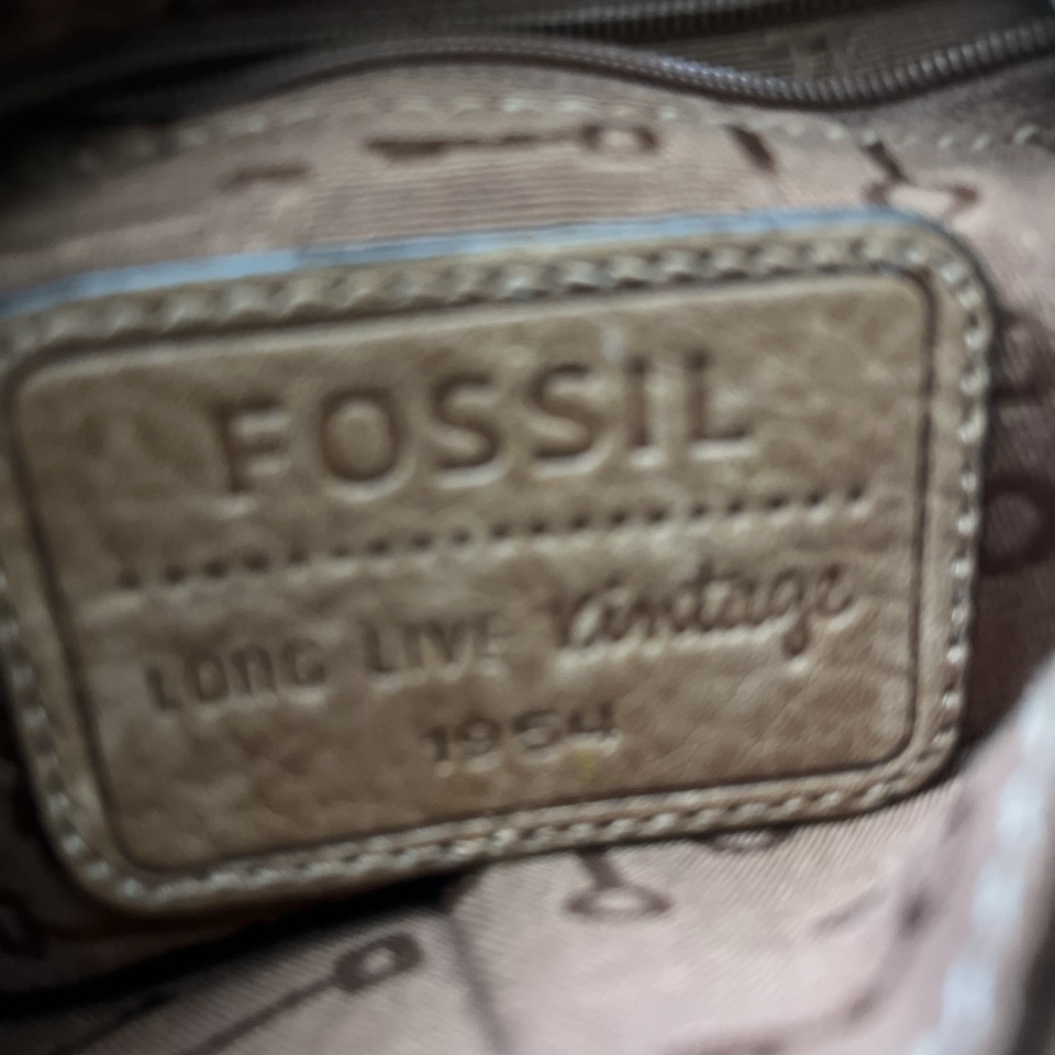 Fossil Maddox Brown Caramel Leather Crossbody Bag With Key Lock Closure ...