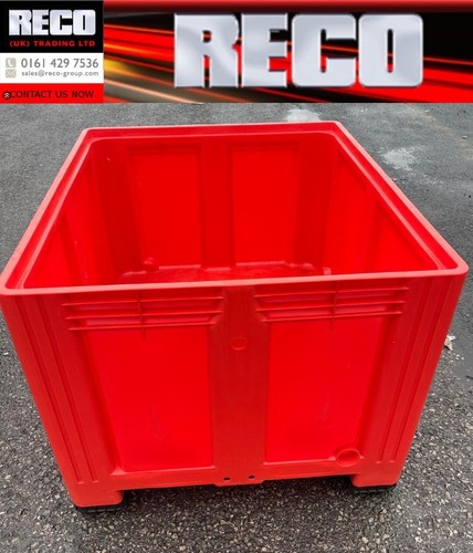 4 X NEW RED 610 LTR RIGID PLASTIC PALLET BOX " DOLAV" 1000X1200X750m ...