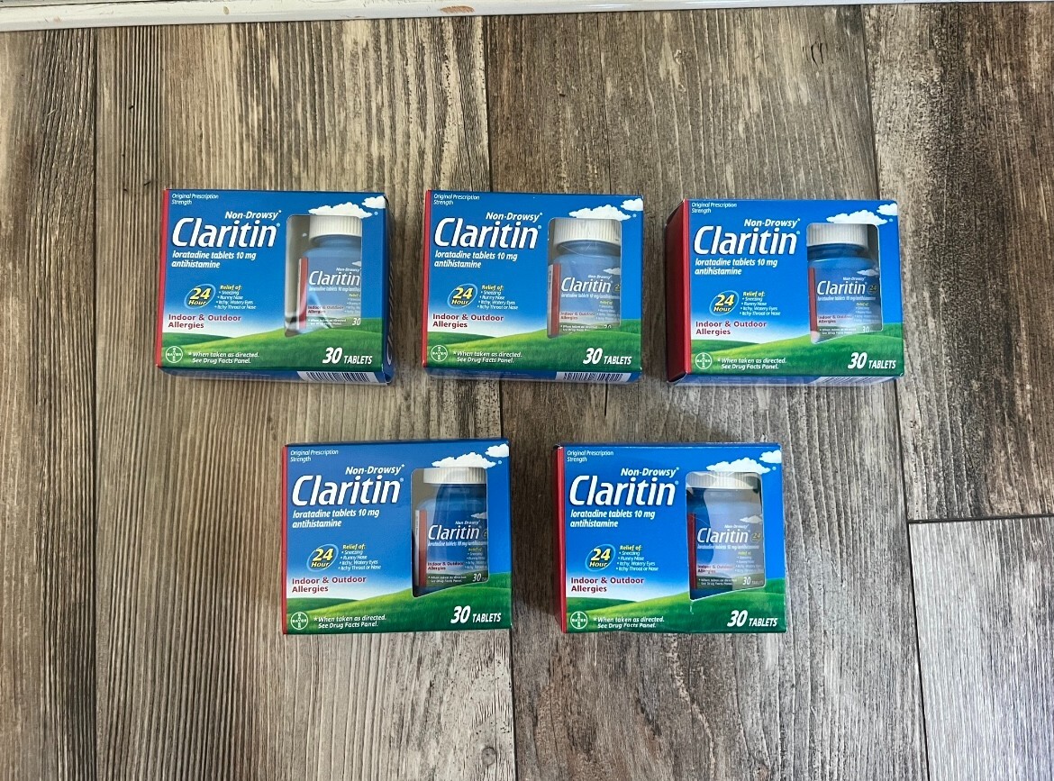 5 packs of Claritin 24 Hour Non-drowsy Allergy Relief Tablets, 10 mg ...