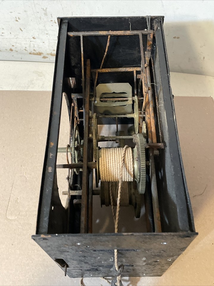 Antique French Morbier Wag On The Wall Clock Movement Parts Crown Wheel ...