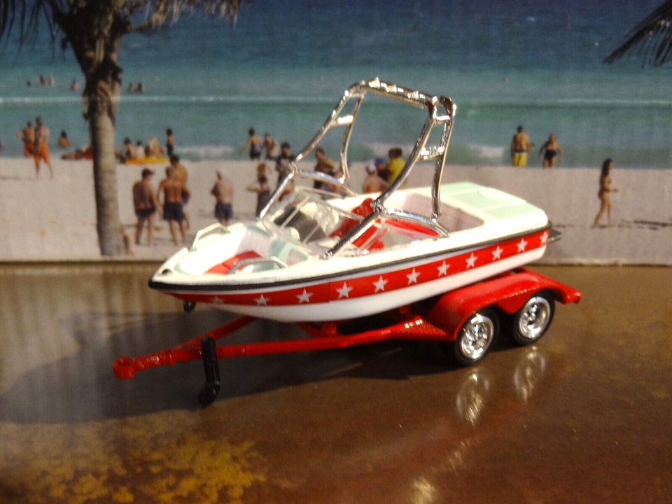 MASTERCRAFT WATER SKI BOAT W/ TANDEM TRAILER 1/64 SCALE DIECAST DIORAMA ...