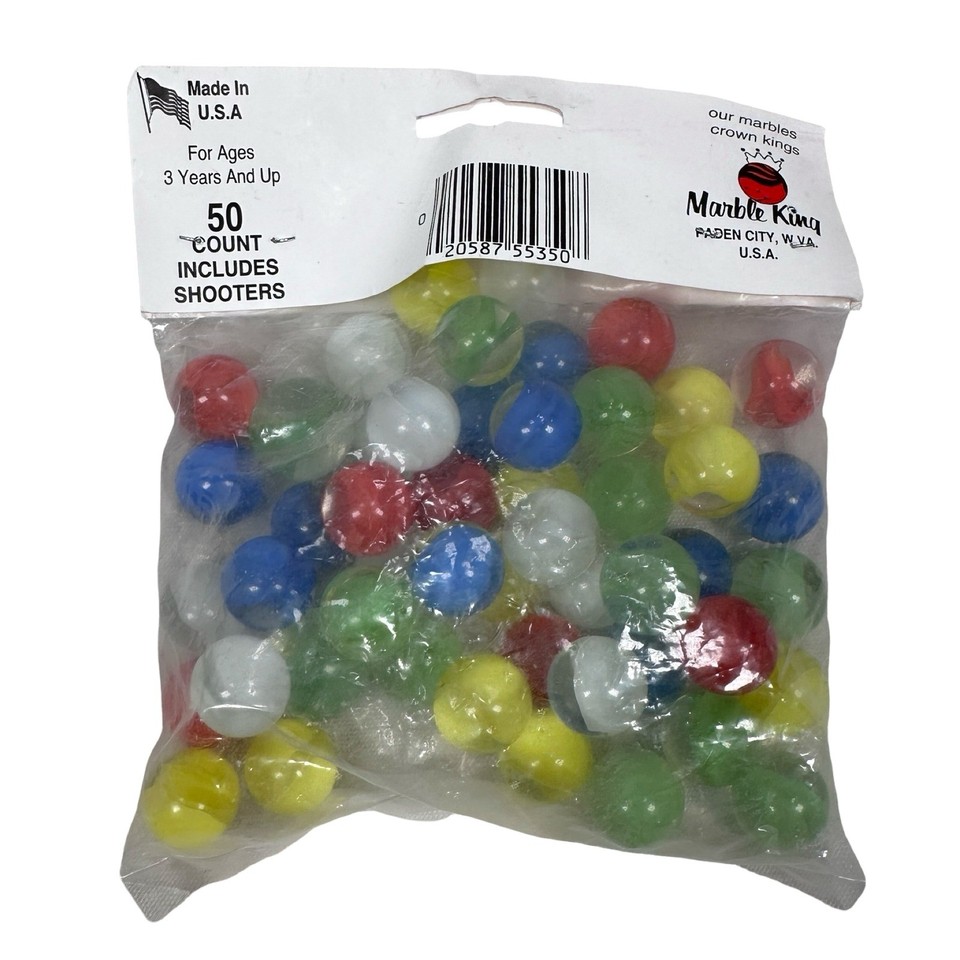 Vintage Marble King Glass Marbles 50 Count Bag Includes Shooters USA ...