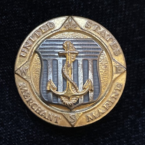 WWII U.S. MERCHANT MARINE SERVICE EMBLEM INSIGNIA BADGE STERLING AE ...