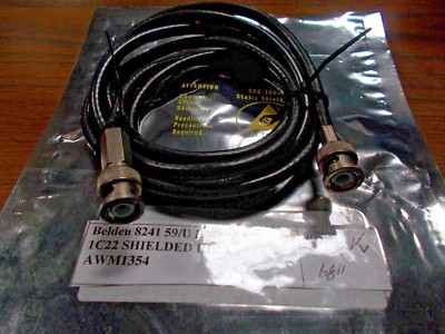 BELDEN 8241 59/U CABLE EST. 68" AWM 1354 SHIELDED E34972, 75 OHM BNC | eBay