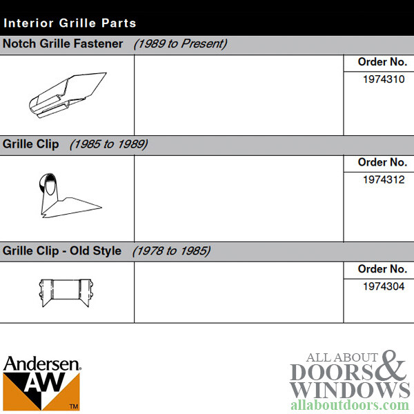 Andersen Grille Fastener Old Style Stainless Steel Clip For Interior ...