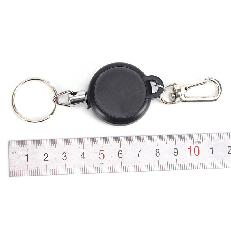 Retractable Key Chain Reel Steel Cord Recoil Belt Ring Badge Pass ID ...