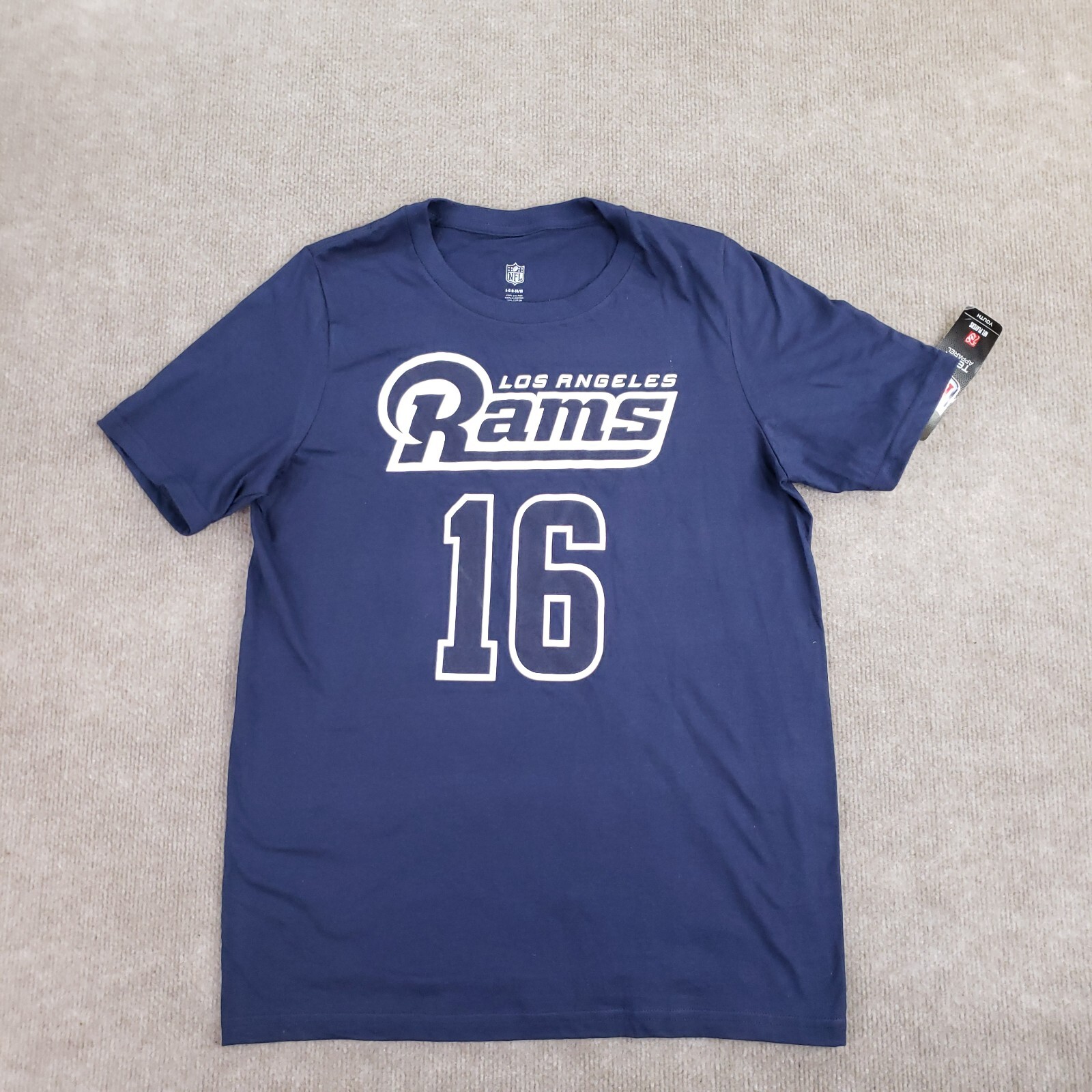 Los Angeles Rams Jared Goff Shirt Youth Large Blue Crew Neck Short ...