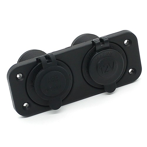 Dual USB Charger and Socket Panel Mount Marine 12 Volt Boat Jack Power ...