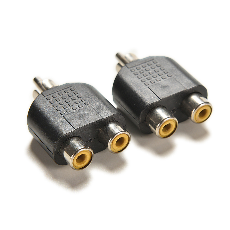 2x RCA Y Splitter AV Audio Video Plug Converter 1-Male to 2-Female ...