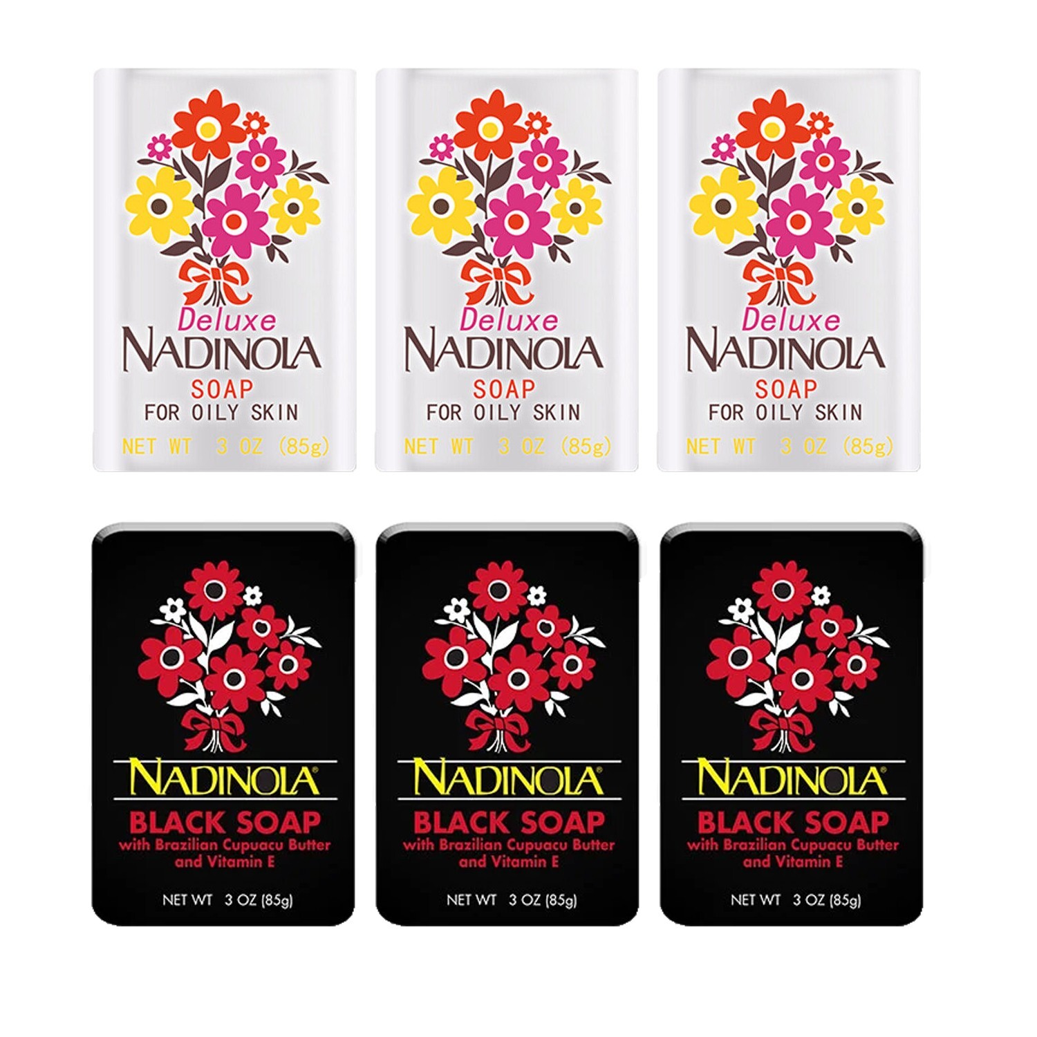 Nadinola Black Soap & Deluxe Soap For Oily Skin Set 3oz Each Bar - 6 ...