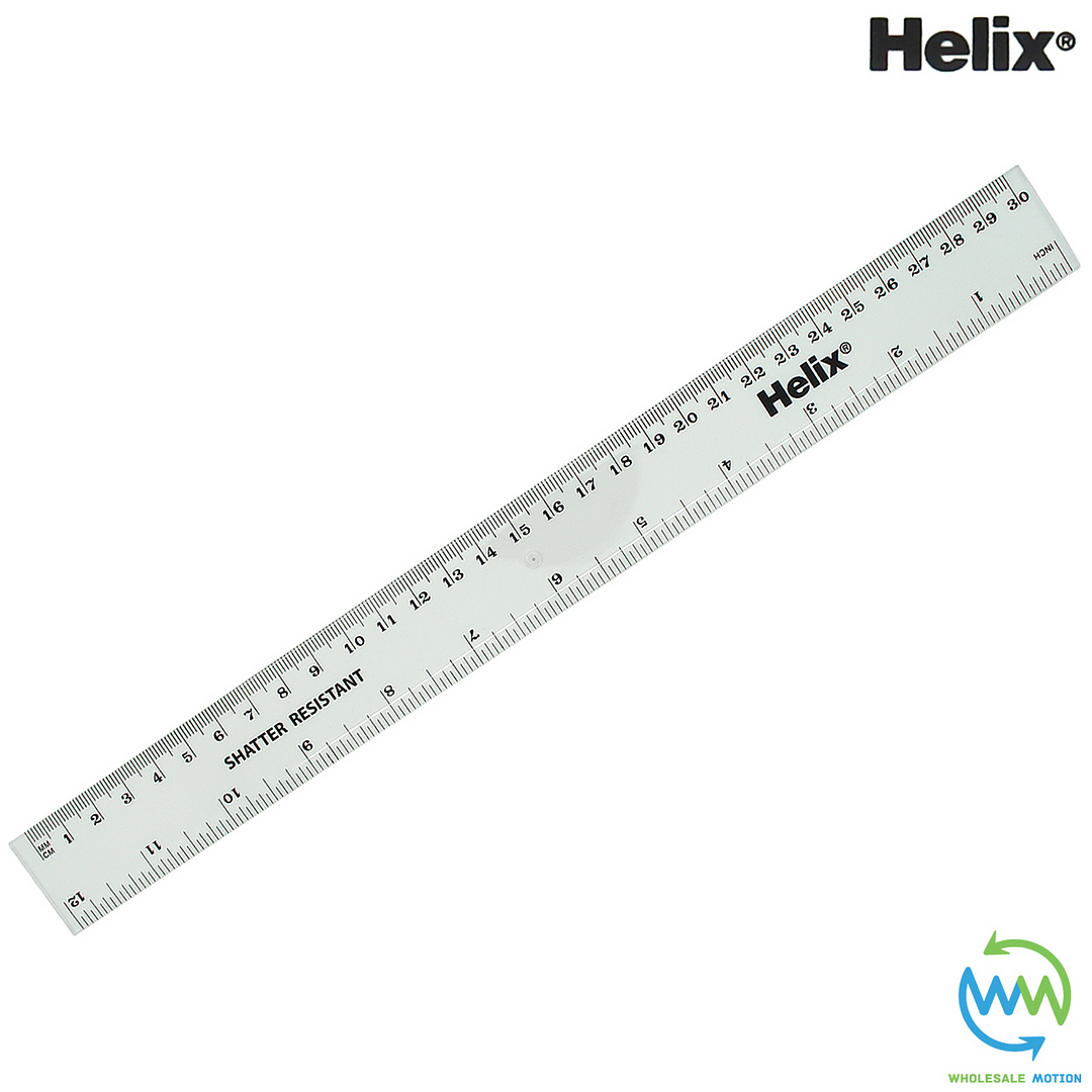 HELIX 30cm Ruler CLEAR 12" SHATTER RESISTANT School Exam 12 Inch Rulers ...