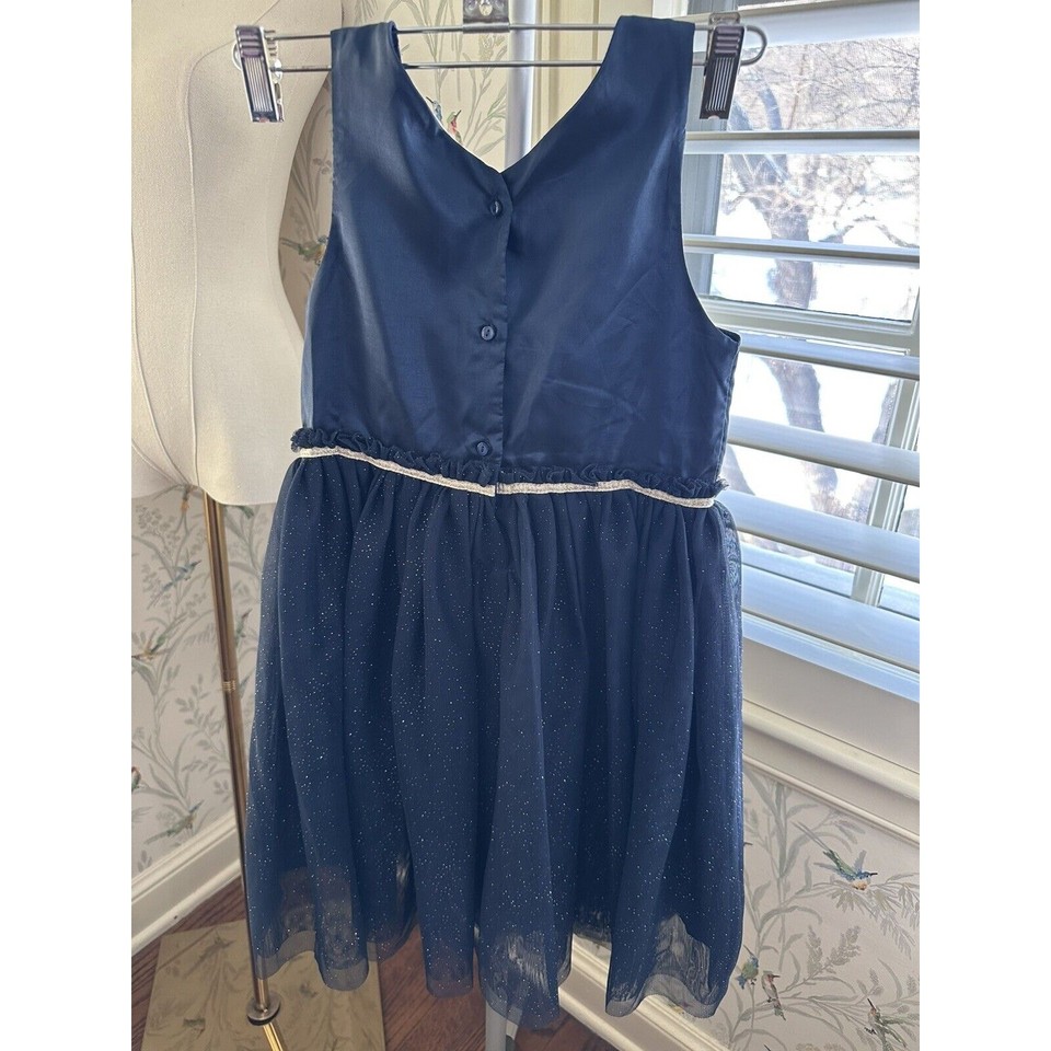 Girls H&M Fancy Dress Sz 7-8 years Navy Blue Sparkle Christmas Wedding ...