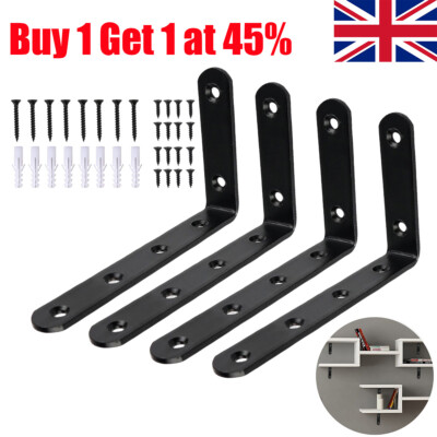 Heavy Duty Cast Iron Wall Mounted L Shaped Angle Shelf metal Bracket ...