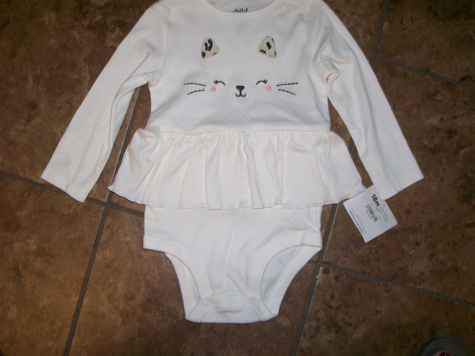 New Baby Girl Carter's Cat Face Bodysuit Animal Print 18 M Months NWT ...